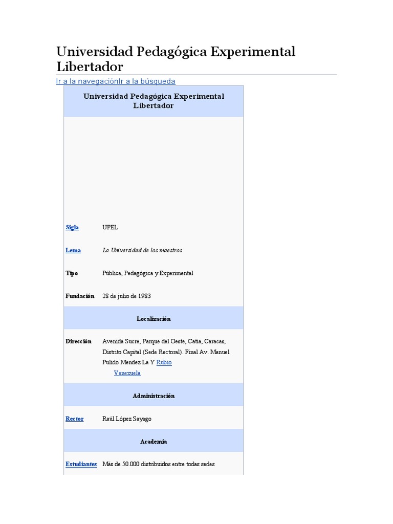 Universidad Pedagógica Experimental Libertador | PDF | Educación ...