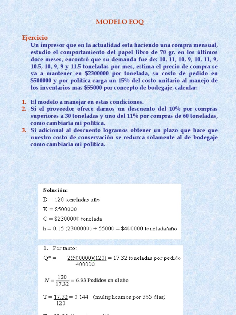 Optimización de Compras: Modelo EOQ | PDF | Negocios