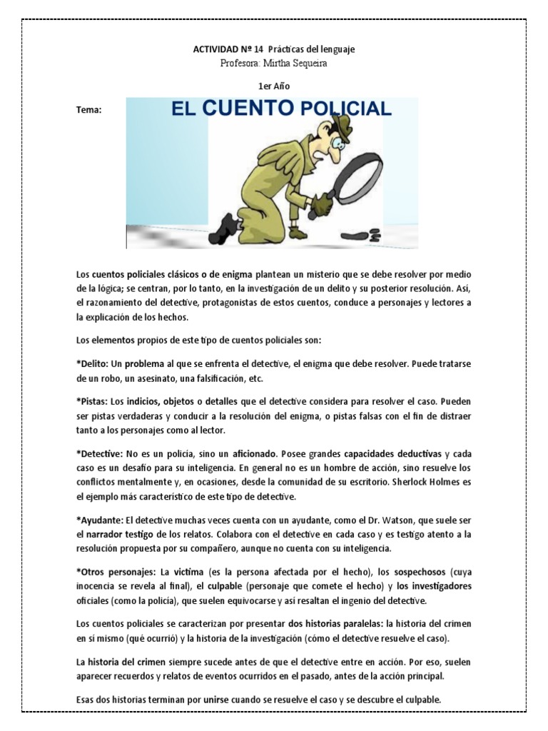 Características Del Cuento Policial Pdf Detective La Novela Policíaca