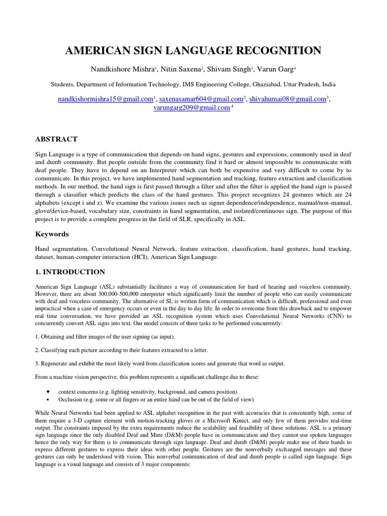 American Sign Language Research Paper | PDF | Sign Language | Computer ...