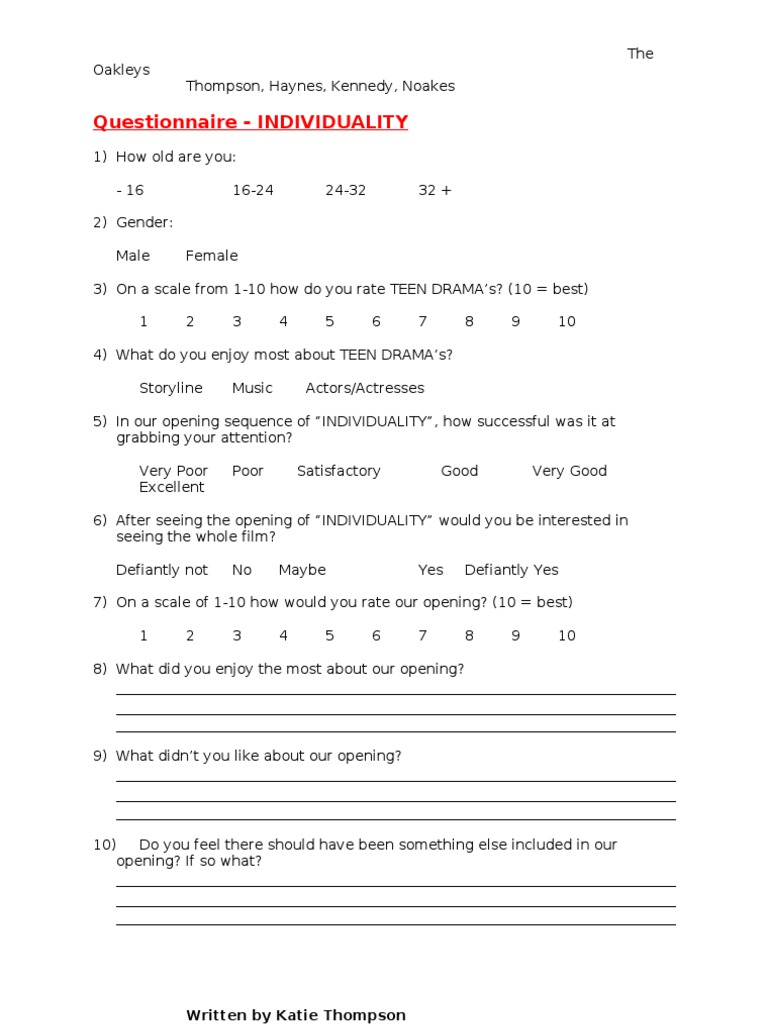 Questionnaire | PDF | Career & Growth