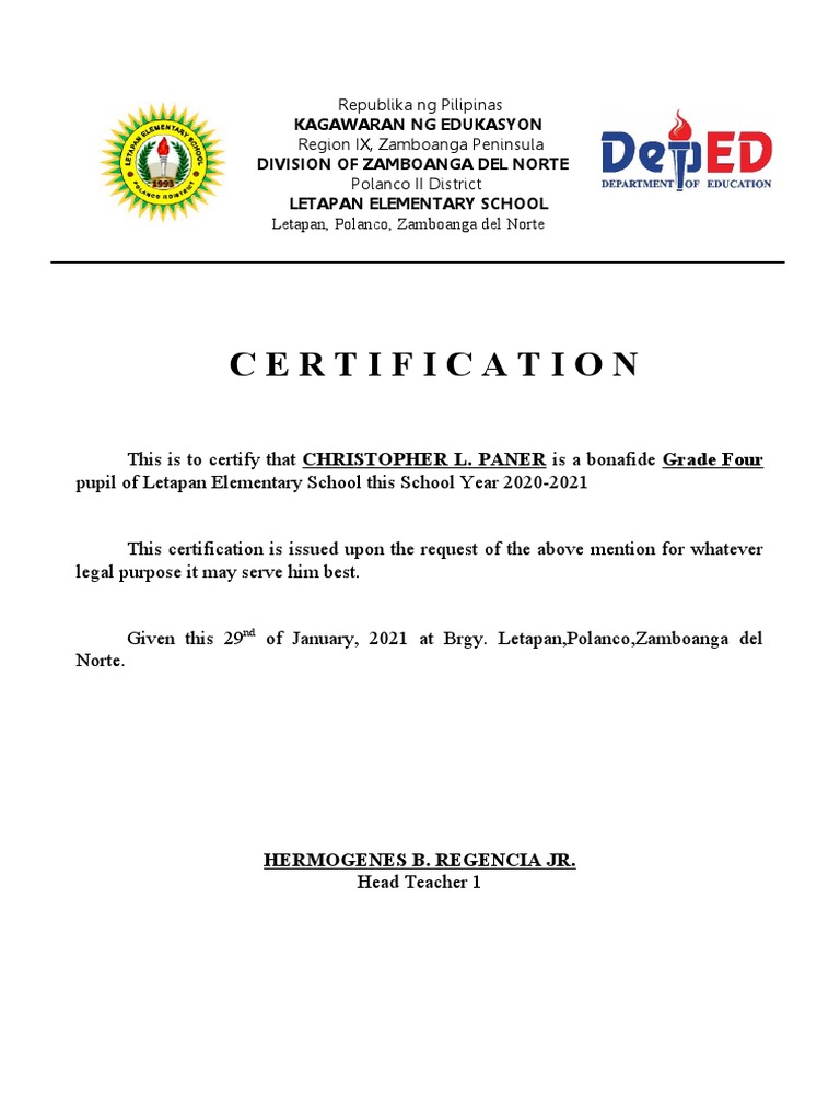 Certificate of Enrollment | PDF