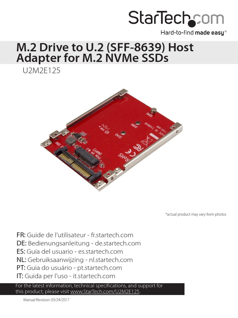 U2m2e125 m.2 Drive To U.2 Host Adapter Manual | PDF | Radio | Computer ...