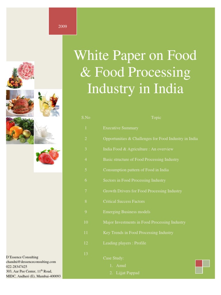 White - Paper - Food - Processing in India | PDF | Drink | Food Processing