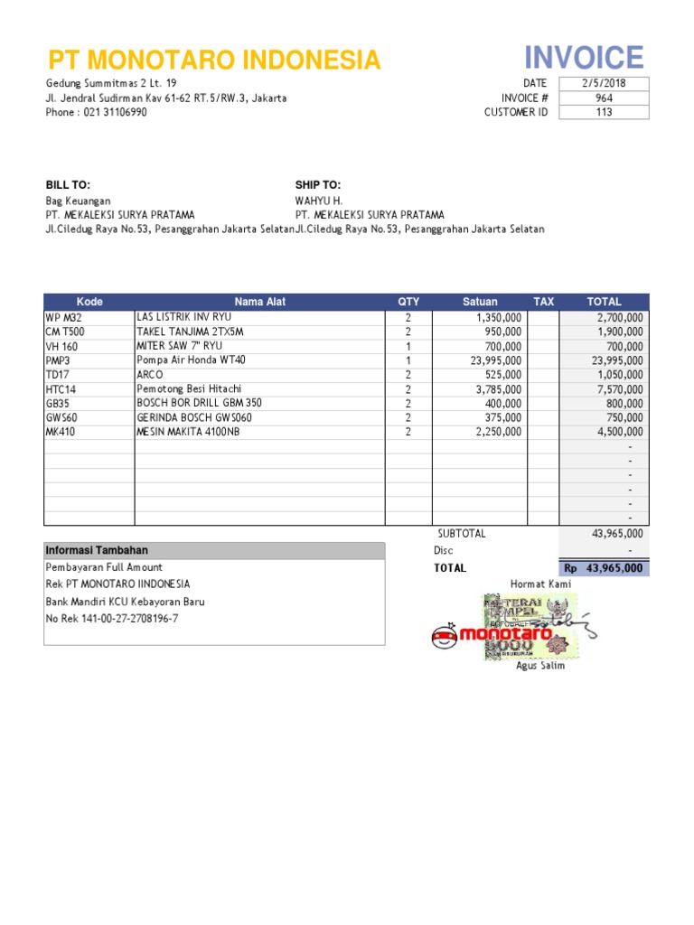 Nota Pembelian Alat | PDF