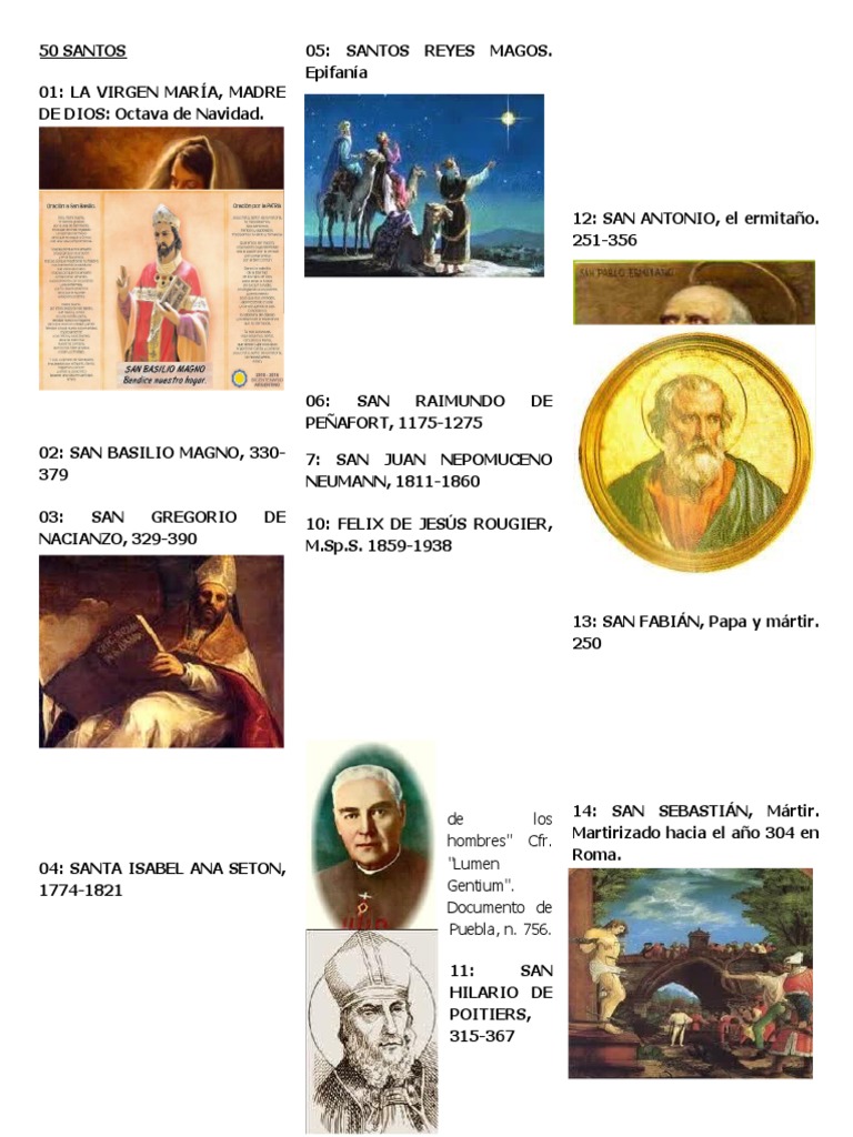 Lista de 50 Santos Católicos | PDF | Santos cristianos | anglicanismo