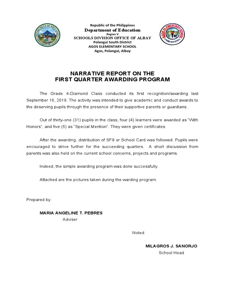Narrative Report On Awarding | PDF