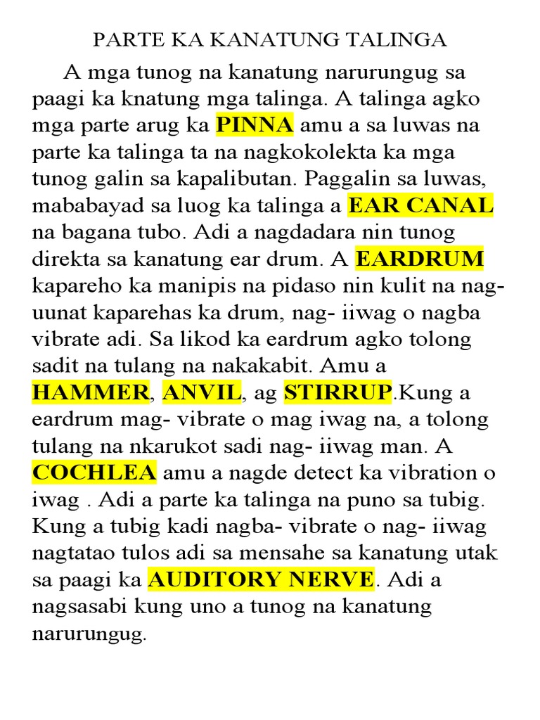 Parte Ka Kanatung Talinga | PDF