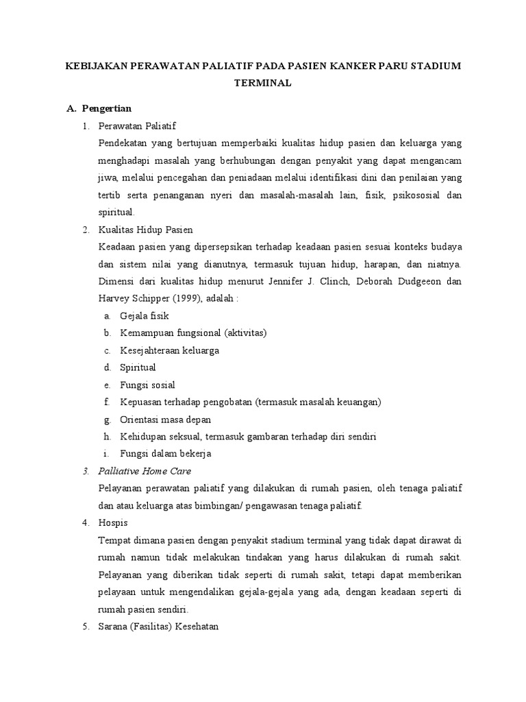 Kebijakan Perawatan Paliatif Pada Pasien Kanker Stadium Terminal | PDF