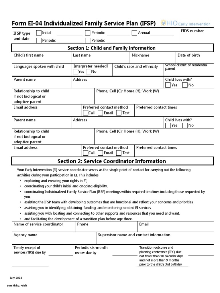 Ifsp Ei Worddoc 1 | PDF | Parent | Relationships