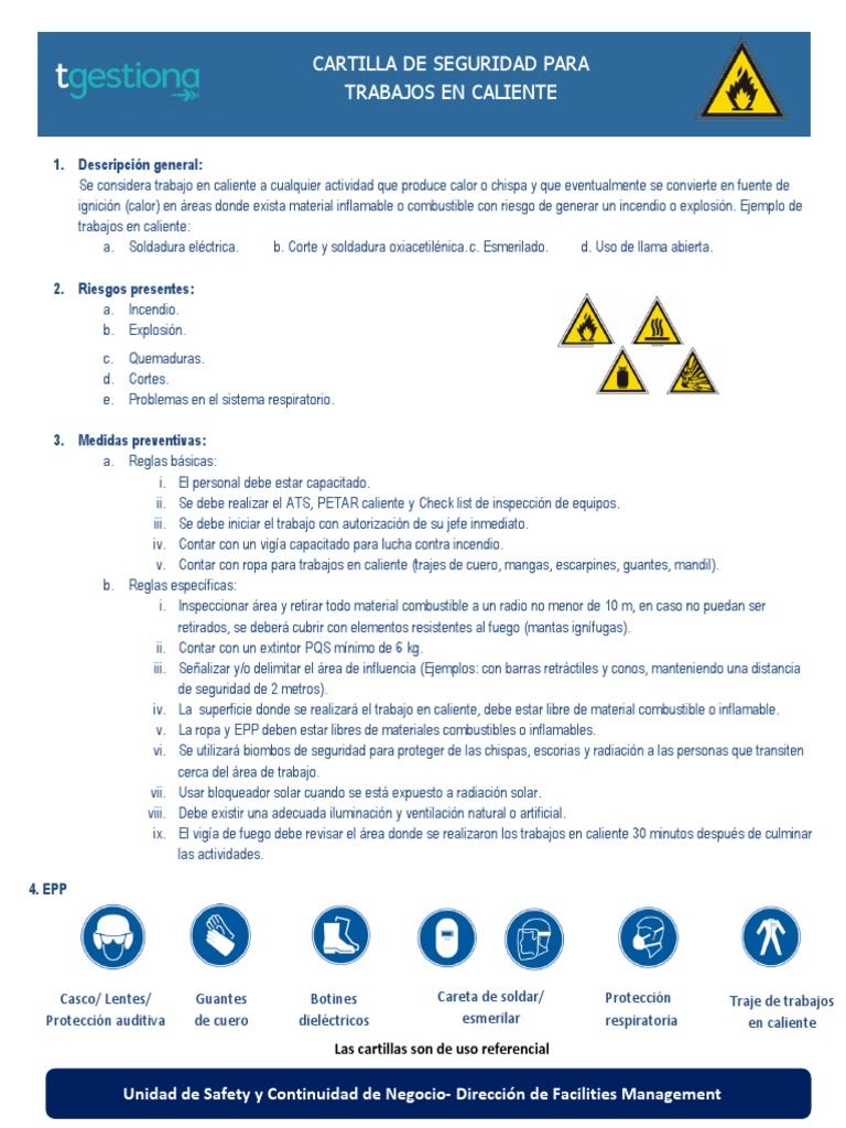 Cartilla de Seguridad para Trabajos en Caliente | PDF | Soldadura ...