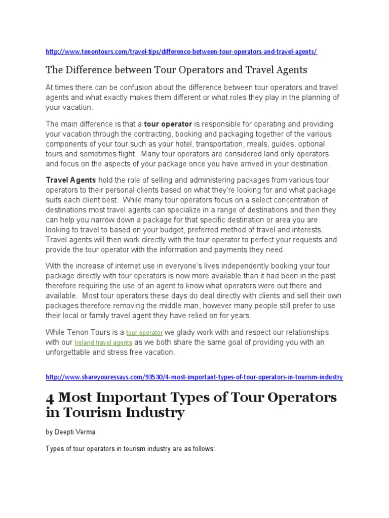 4 Most Important Types of Tour Operators in Tourism Industry | Download ...