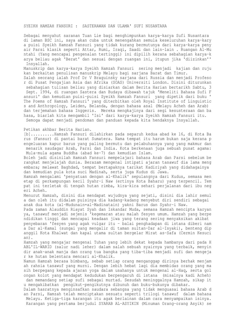 Hamzah Fansuri | PDF