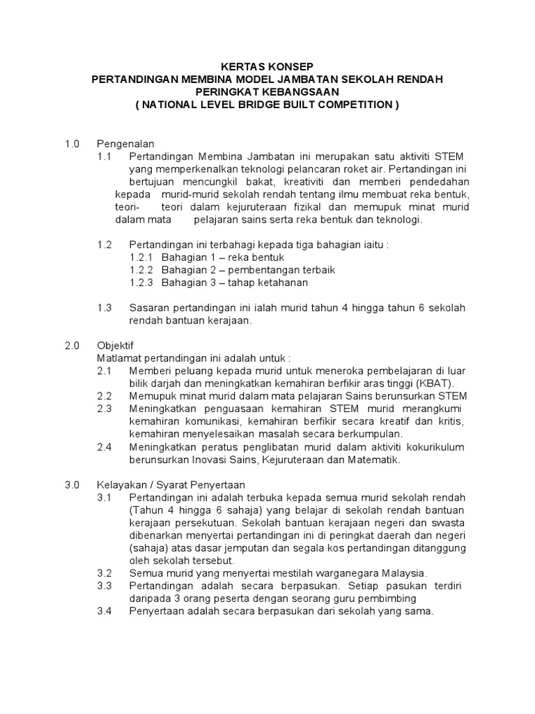 Kertas Konsep Pertandingan Membina Model Jambatan | PDF