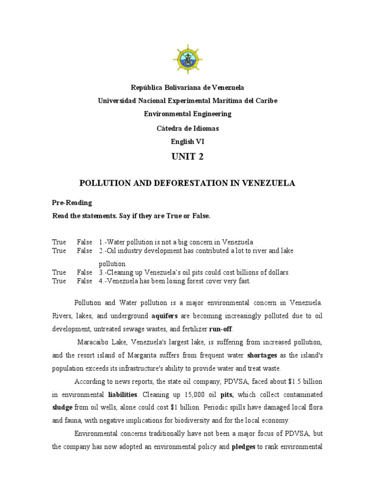 Pollution and Deforestation in Venezuela | PDF | Pollution | Venezuela