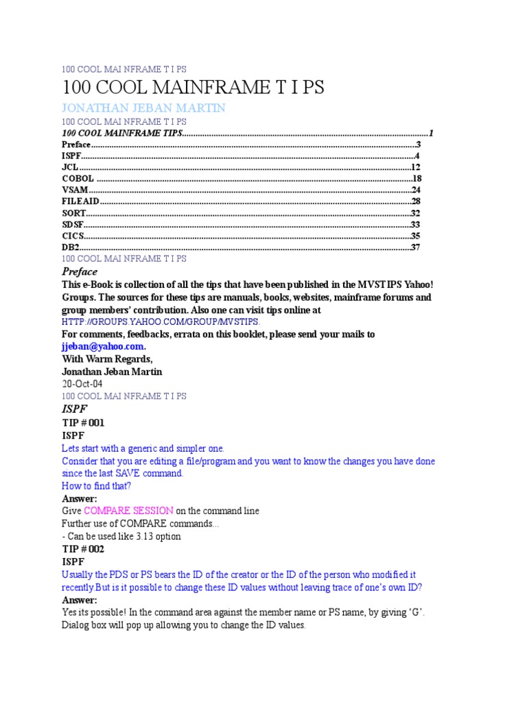 100 Cool Mainframe T I PS: Jonathan Jeban Martin | PDF | Computer ...
