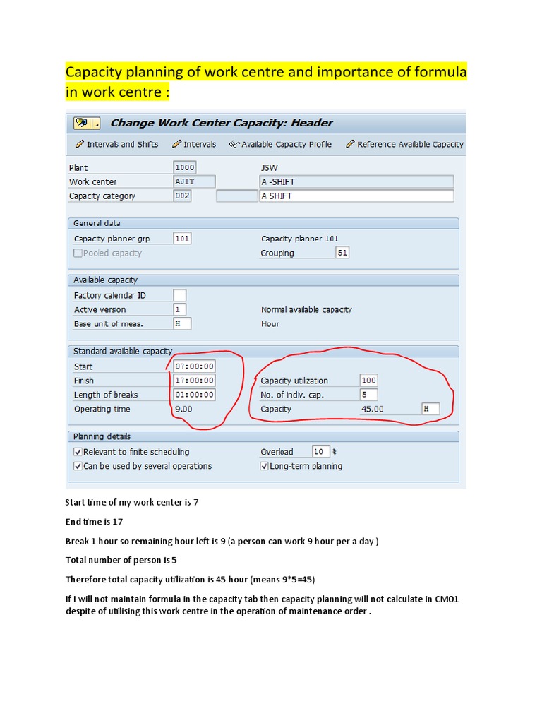 Ajit Capacity Planning of Work Centre and Importance of Formula in Work ...