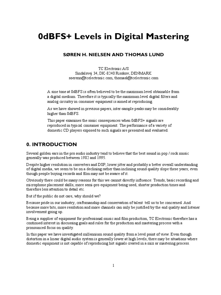 0dBFS+ Signal Impact on CD Players | PDF | Sampling (Signal Processing ...