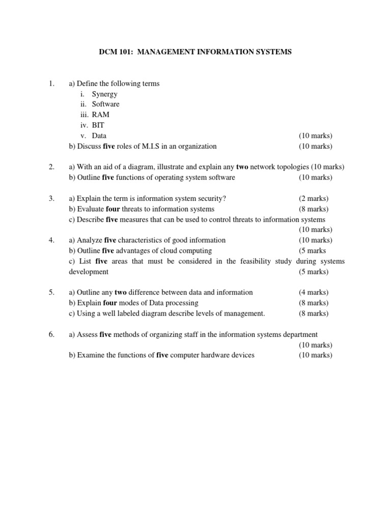 Business Information Systems Past Papers | PDF | Information System ...