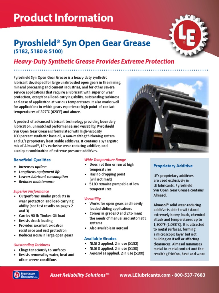 Product Information: Pyroshield® Syn Open Gear Grease | PDF | Lubricant ...