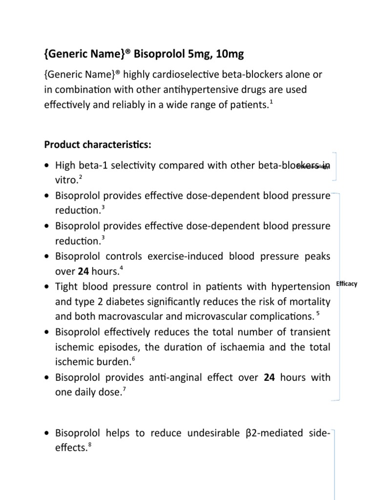 (Generic Name) ® Bisoprolol 5mg, 10mg: Product Characteristics | PDF ...