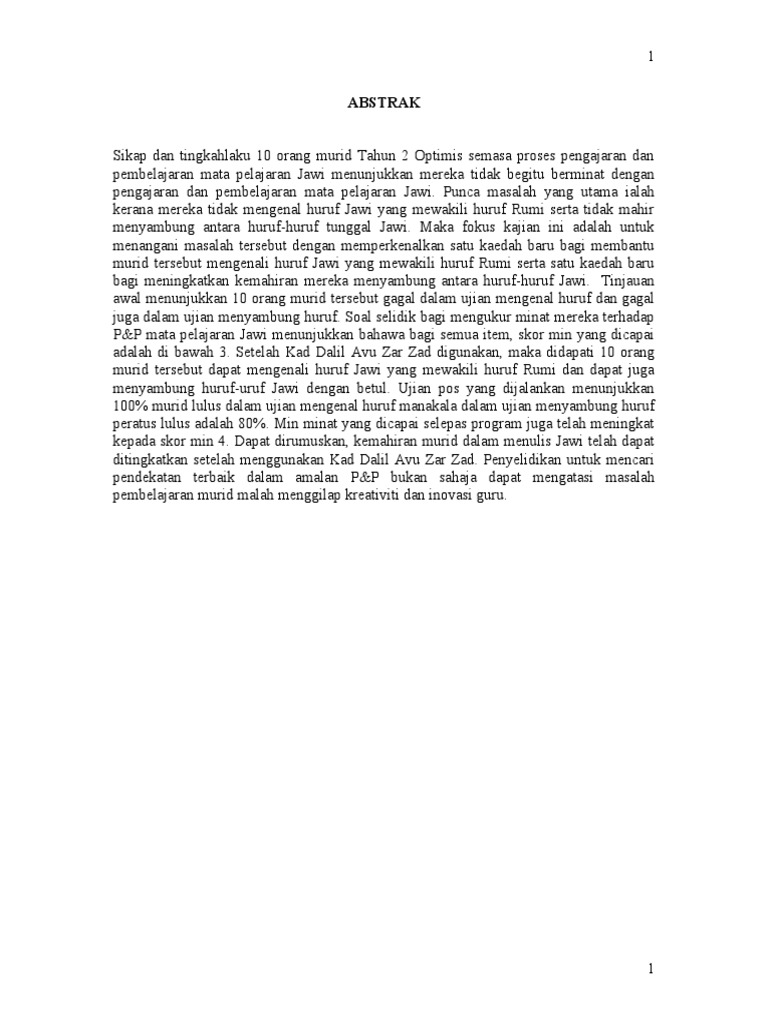 Contoh Penulisan Abstrak | PDF