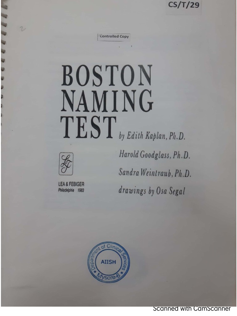 Boston Naming Test | PDF
