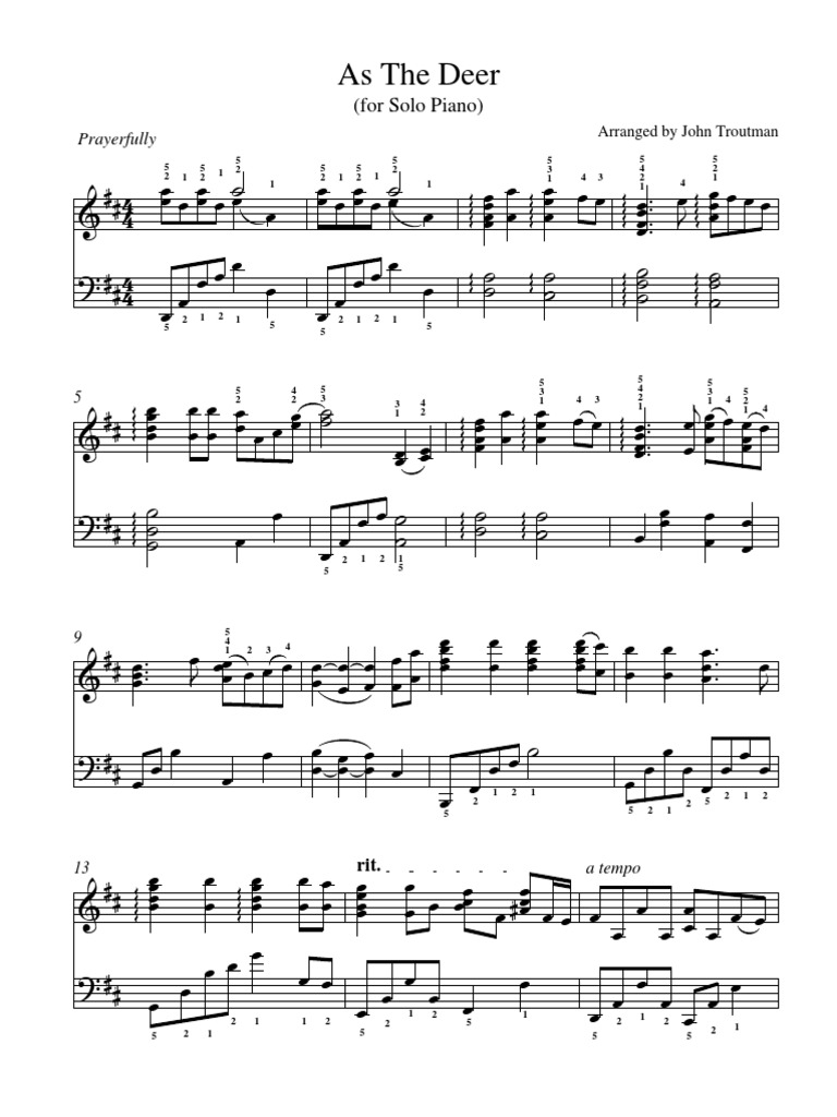 As The Deer - Piano Sheet Music PDF | PDF