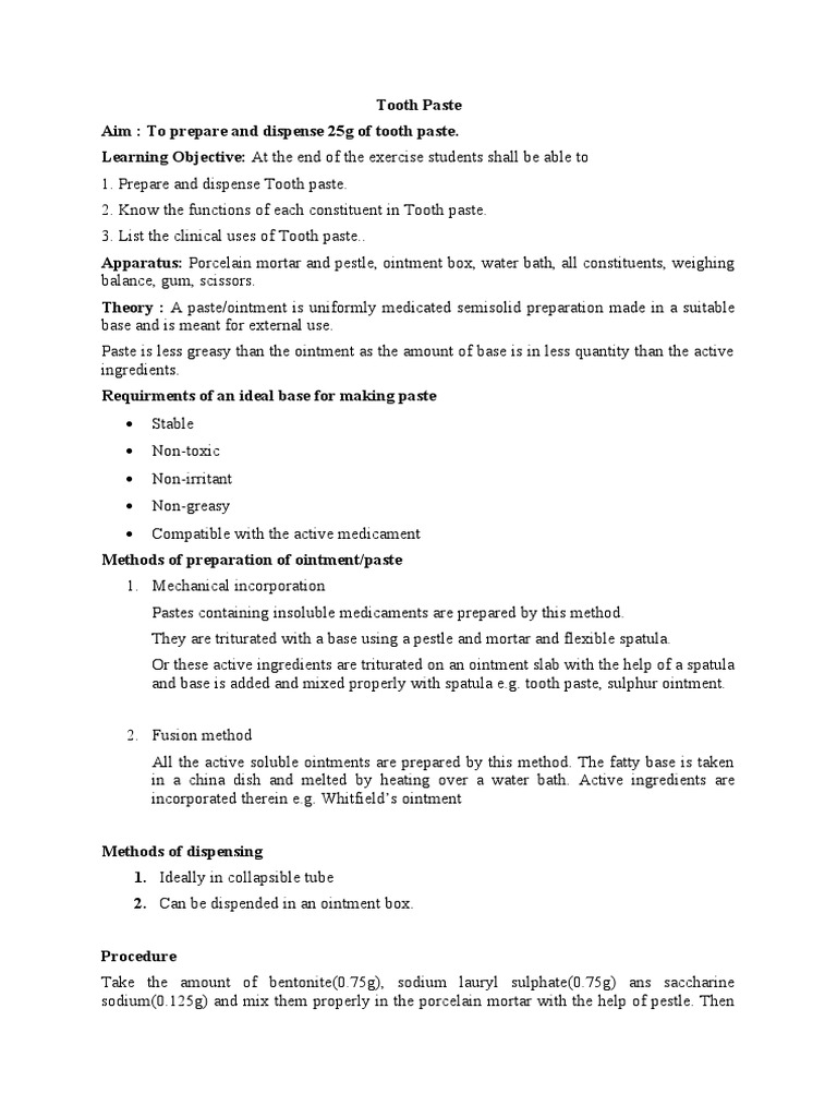 Tooth Paste | PDF | Dentistry | Mouth