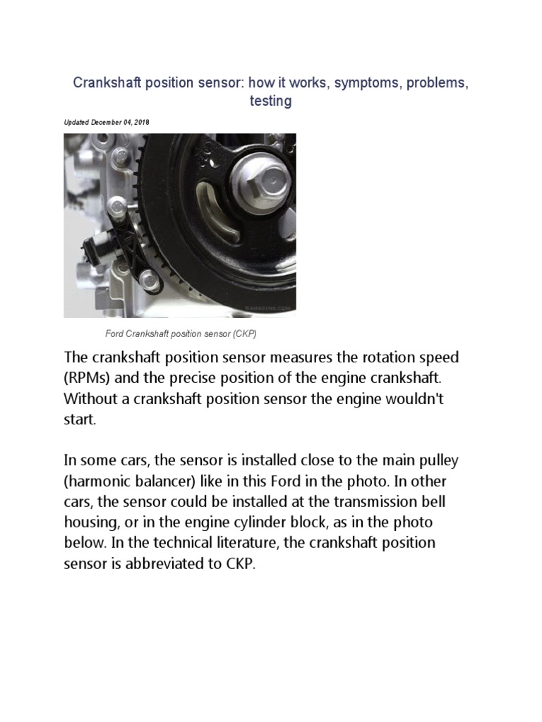 Crankshaft Position Sensor: How It Works, Symptoms, Problems, Testing ...