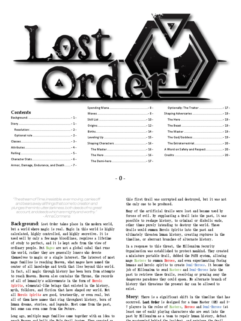 Fate Lost Order v3.0 | PDF | Hero | Alternate History