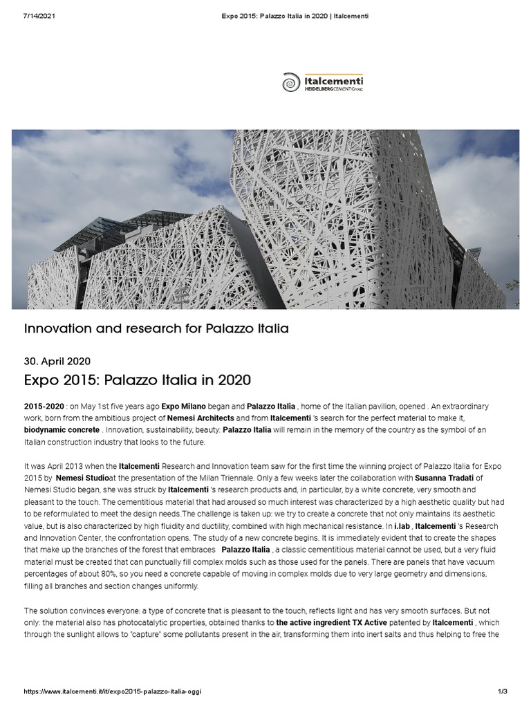 Italcementi's Role in Developing Innovative "Biodynamic Concrete | PDF ...