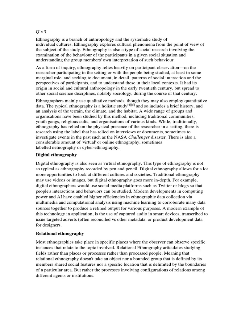 Digital Ethnography | PDF | Ethnography | Methodology