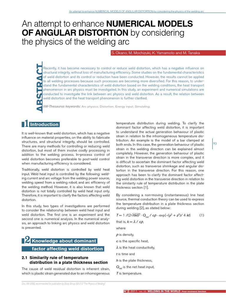 An Attempt To Enhance The Physics of The Welding Arc: Numerical Models ...