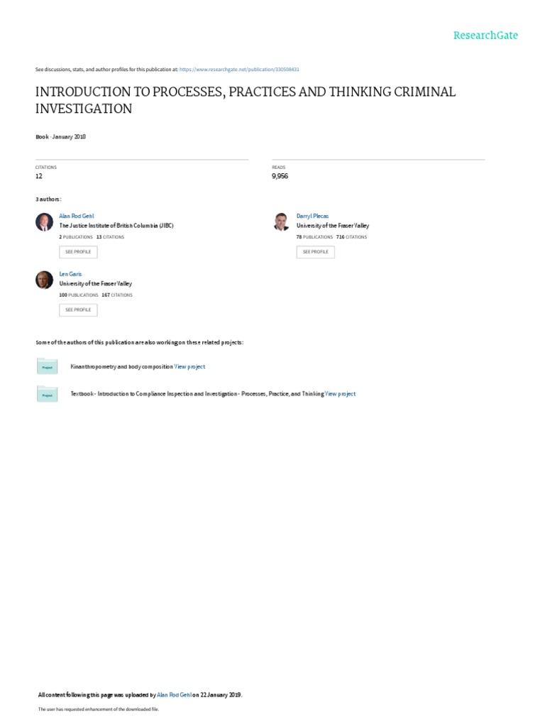 Introduction To Criminal Investigation Processes Practices and Thinking ...