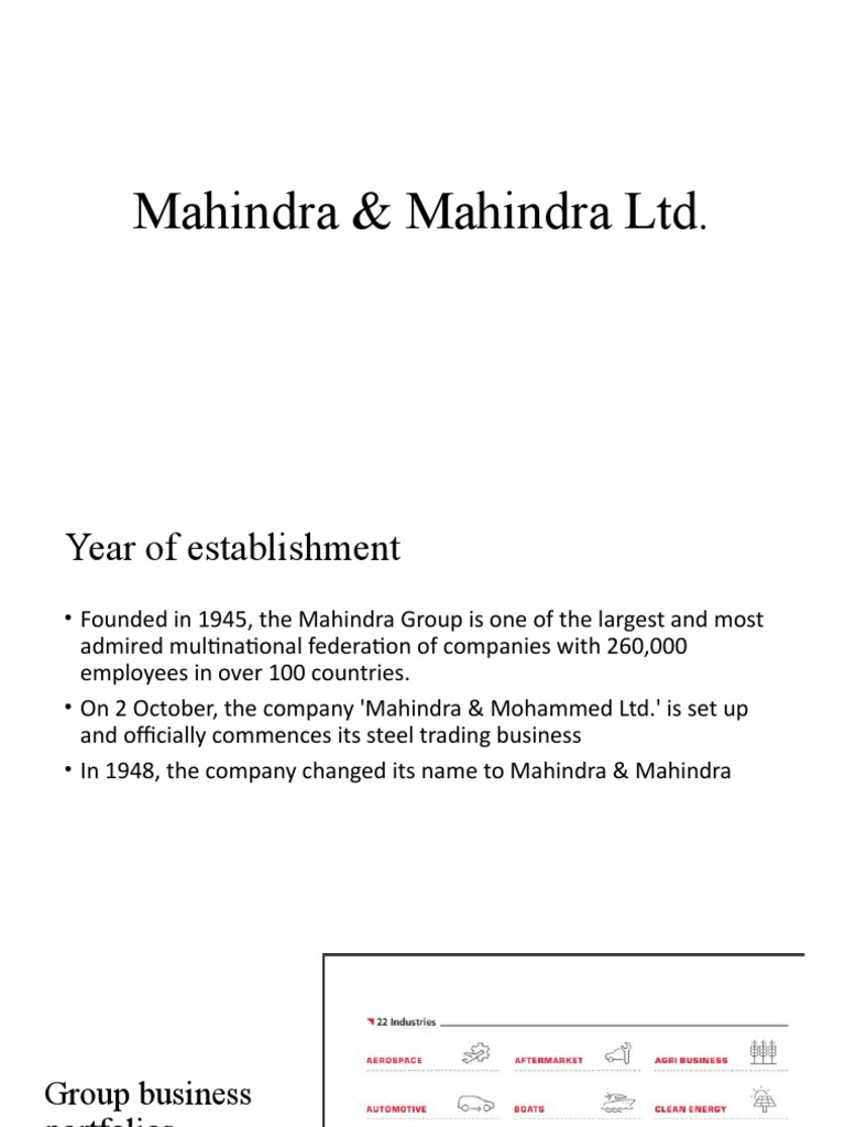 Mahindra & Mahindra Ltd. | PDF | Motor Vehicle Manufacturers | Vehicle ...