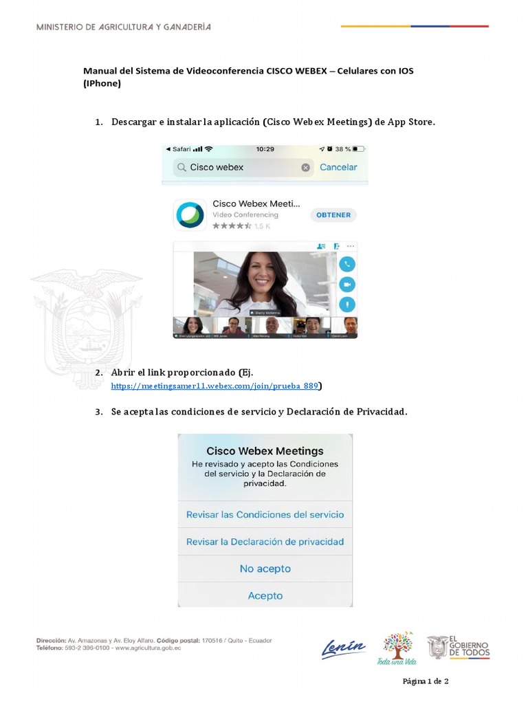 Manual de Videoconferencia CISCO WEBEX Iphone IOS | PDF