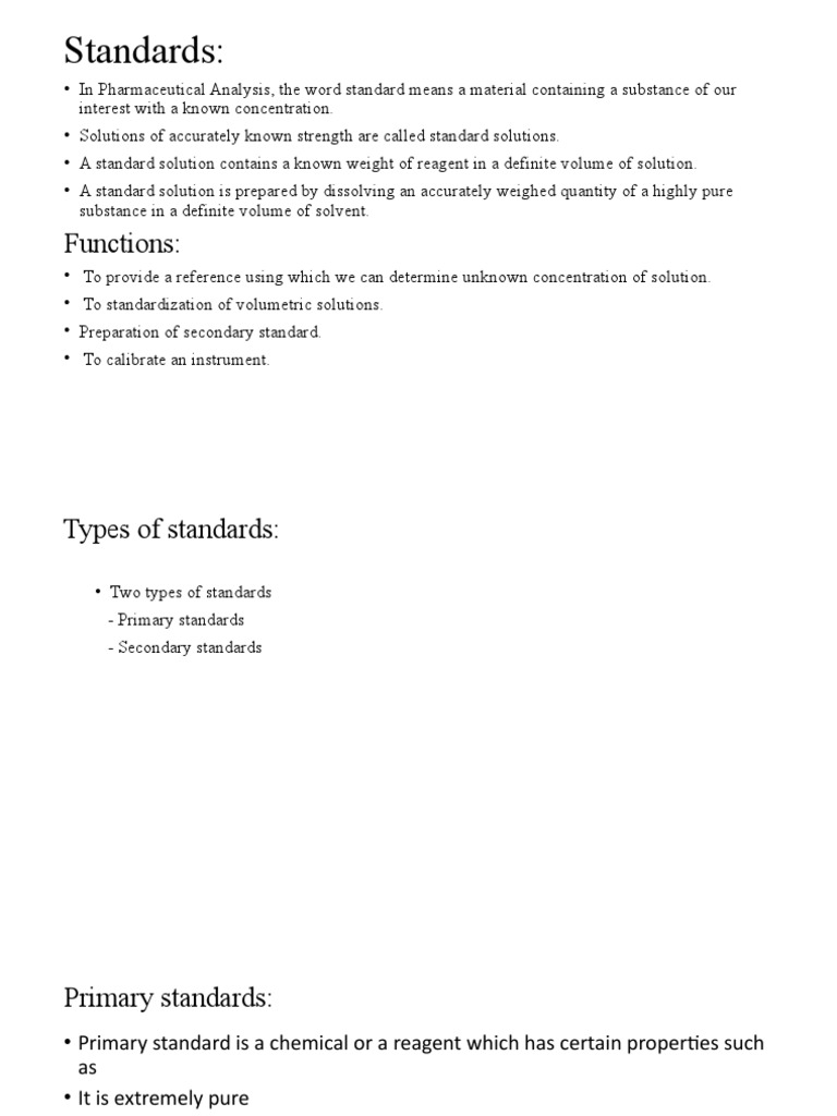 Standards | PDF | Titration | Chemistry