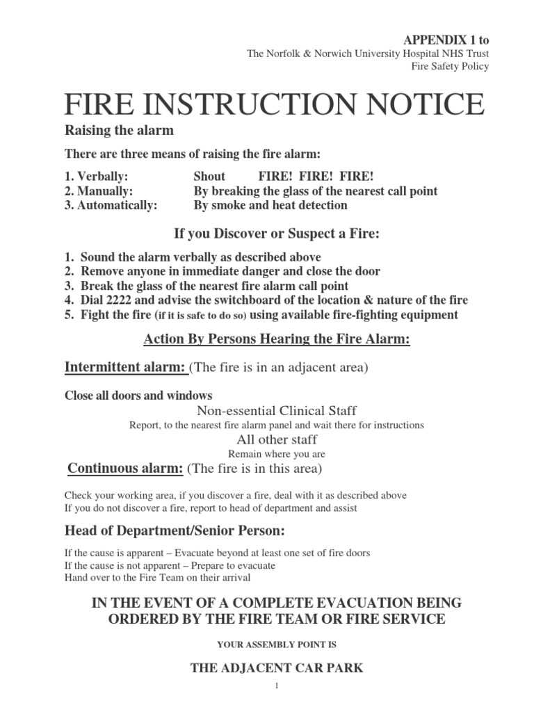 NHS Fire Safety Policy Guidelines | PDF | Emergency Evacuation | Public ...