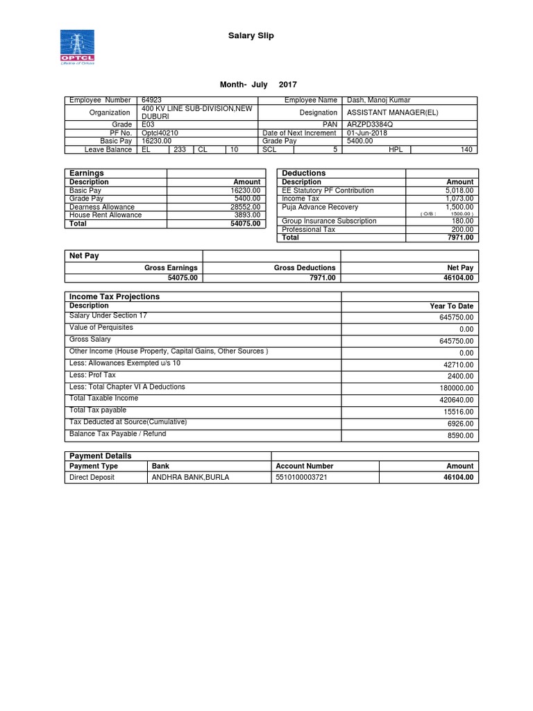 Final Payslip of Circle For 7-17 | PDF | Tax Deduction | Employee Benefits