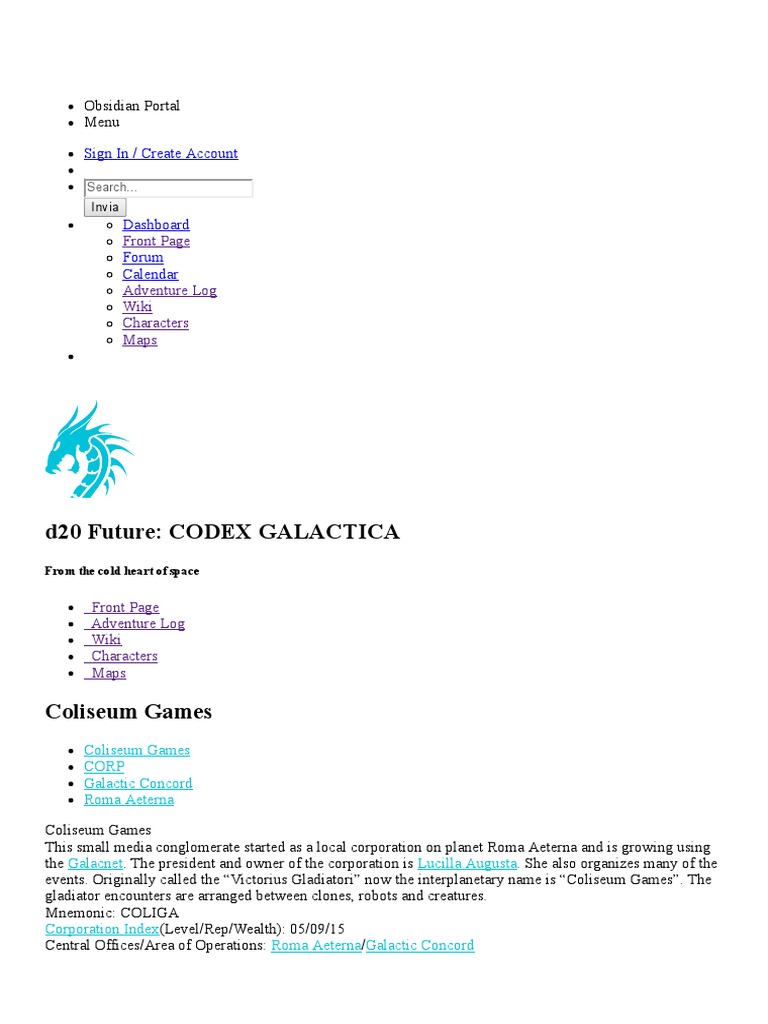d20 Future: CODEX GALACTICA: Sign in / Create Account | PDF
