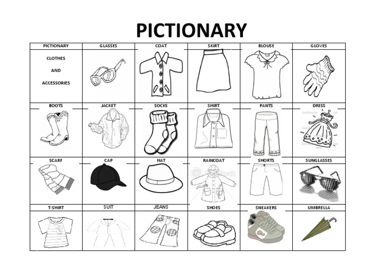 Pictionary: Glasses Coat Skirt Blouse Gloves | PDF