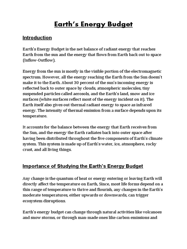 Earth's Energy Budget | PDF | Earth | Physical Geography