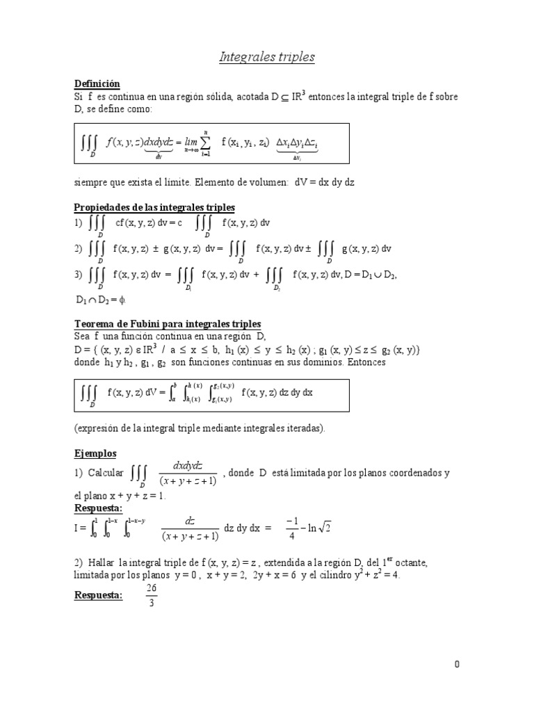 Apunte Integrales Triples | PDF | Esfera | Integral
