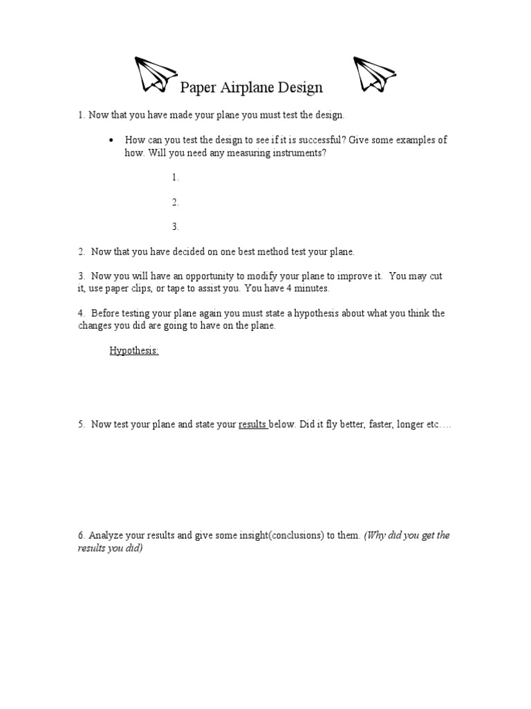 Paper Airplane Testing and Analysis | PDF