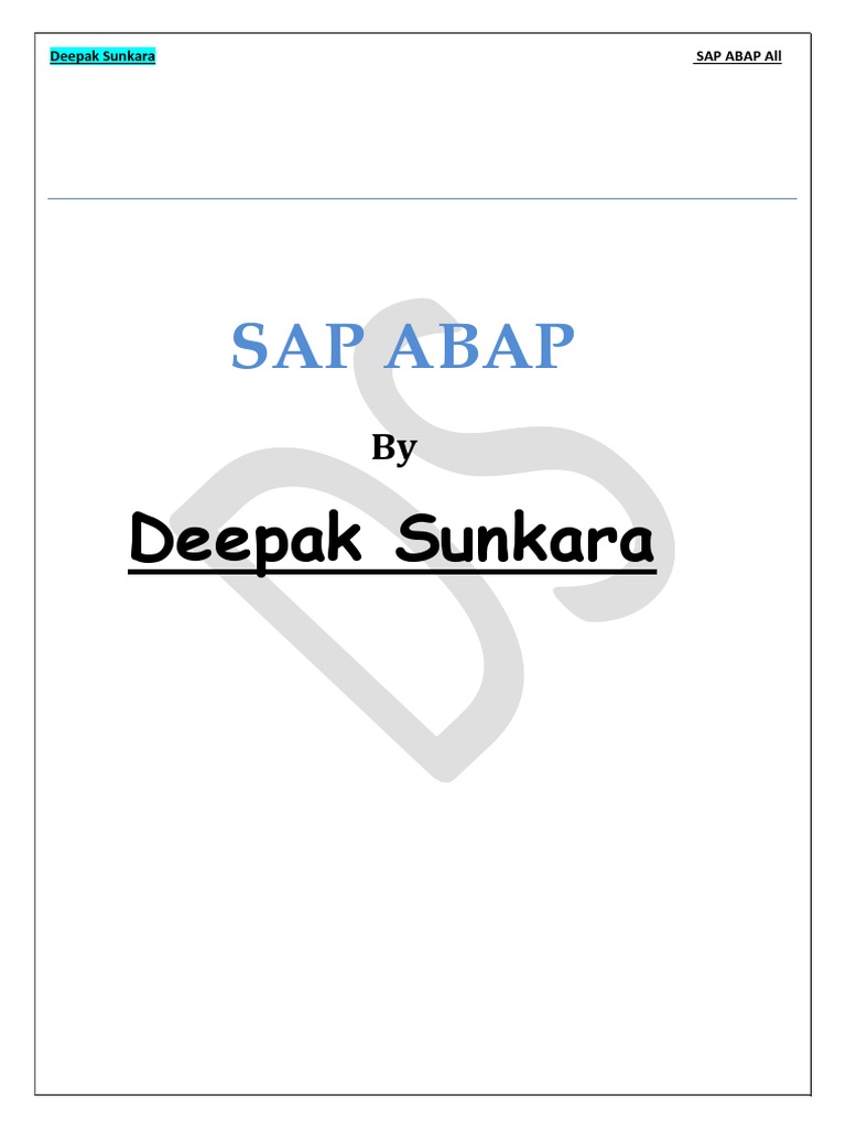 SAP ABAP Deepak Sunkara | Download Free PDF | Database Index | Databases