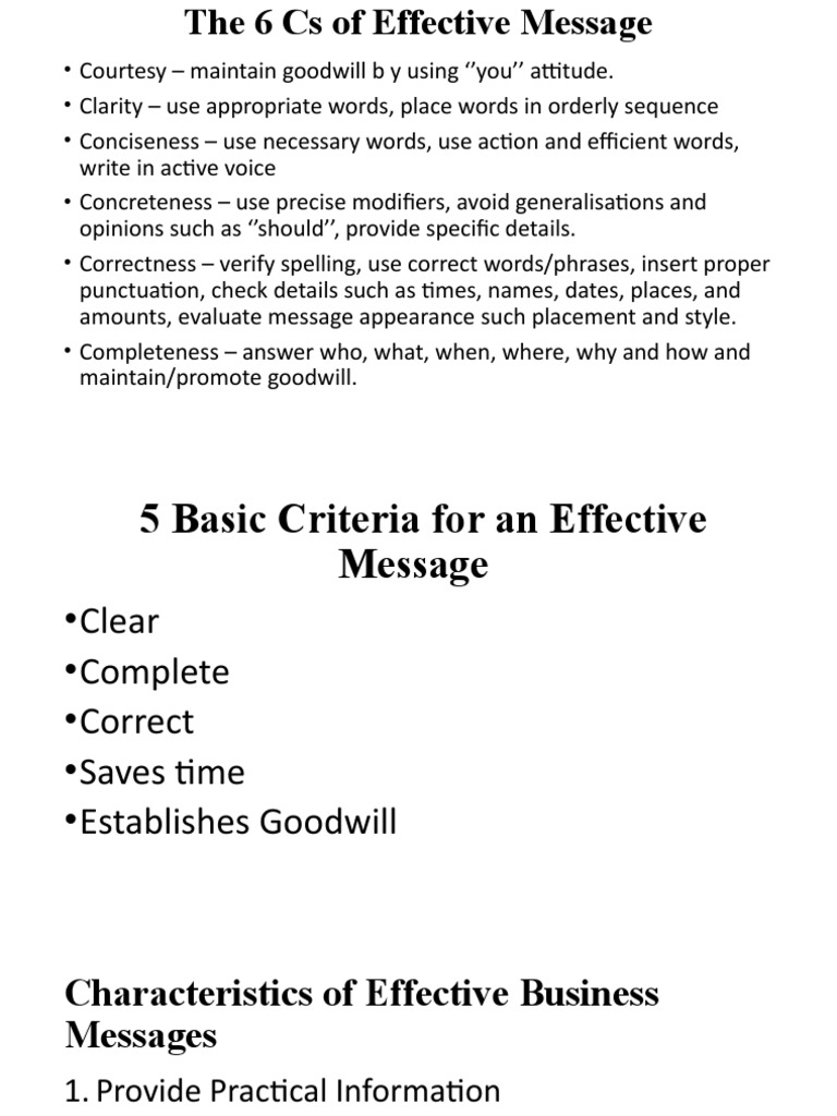 Basic Criteria For An Effective Message | PDF