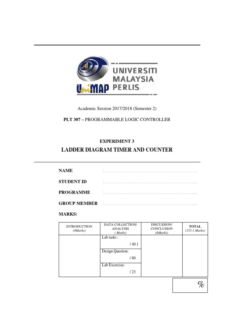 Ladder Diagram Timer and Counter: PLT 307 - Programmable Logic Controller | PDF | Programmable ...