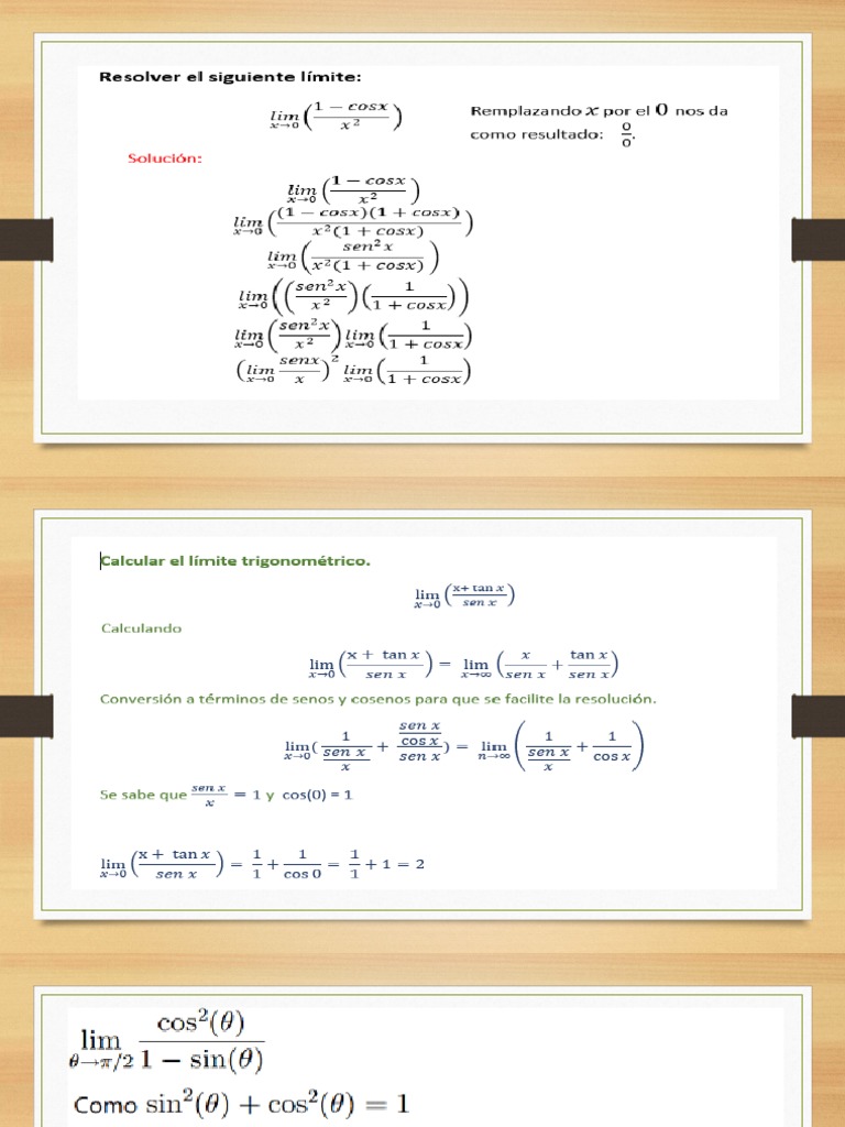 Diapositivas - Límite de Funciones Trigonometricas | PDF