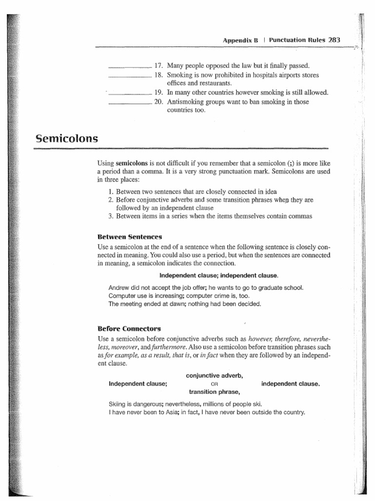 Semicolon Usage Guidelines | PDF | Comma | Punctuation